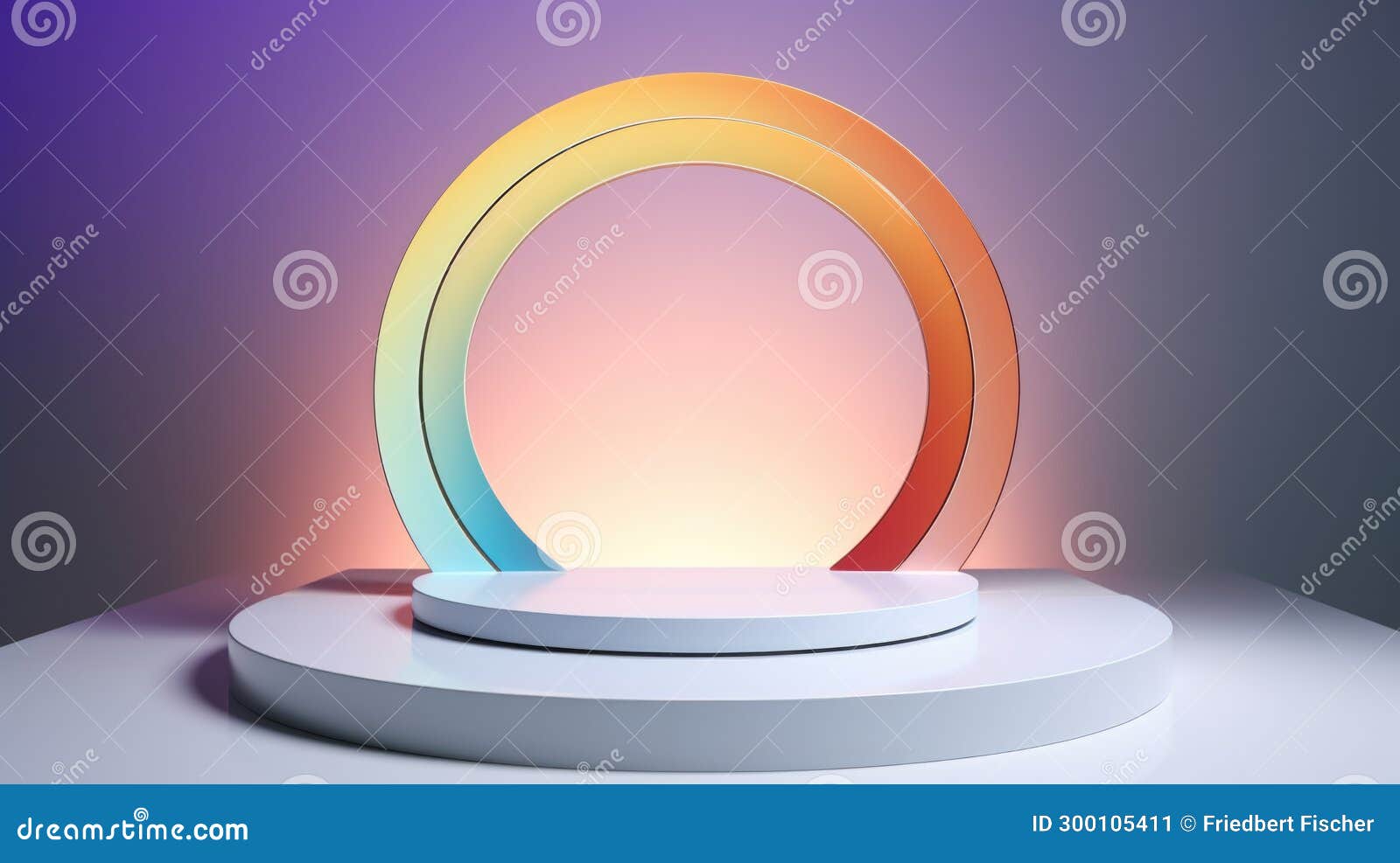 A White Platform with a Rainbow Colored Circle on it Stock Illustration ...