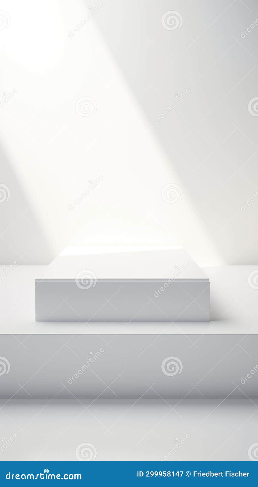 A White Platform in a Room with a Light Coming in Stock Illustration ...