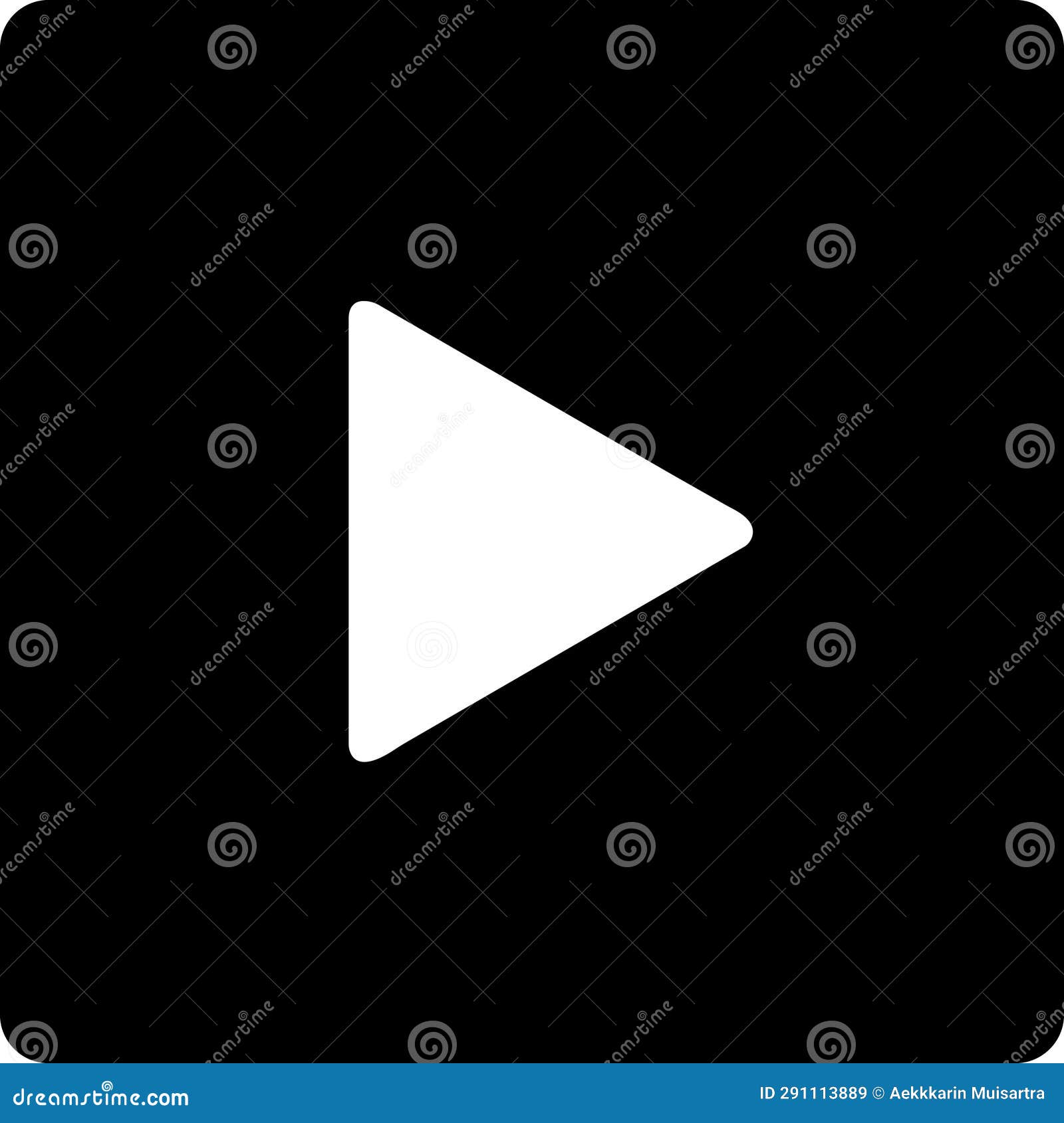 White Play Button in the Middle of a Black Square Stock Illustration ...