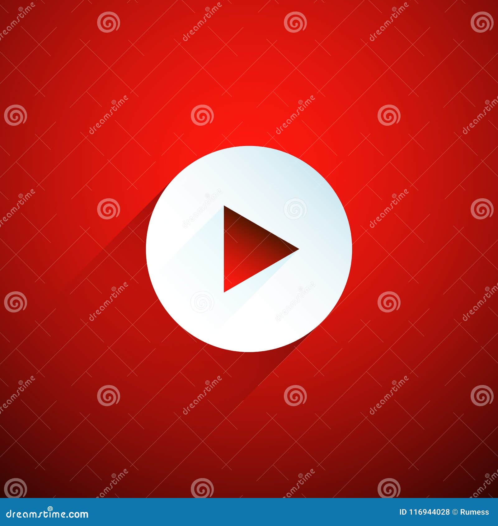 White Play Button on Red Background Stock Vector - Illustration of ...