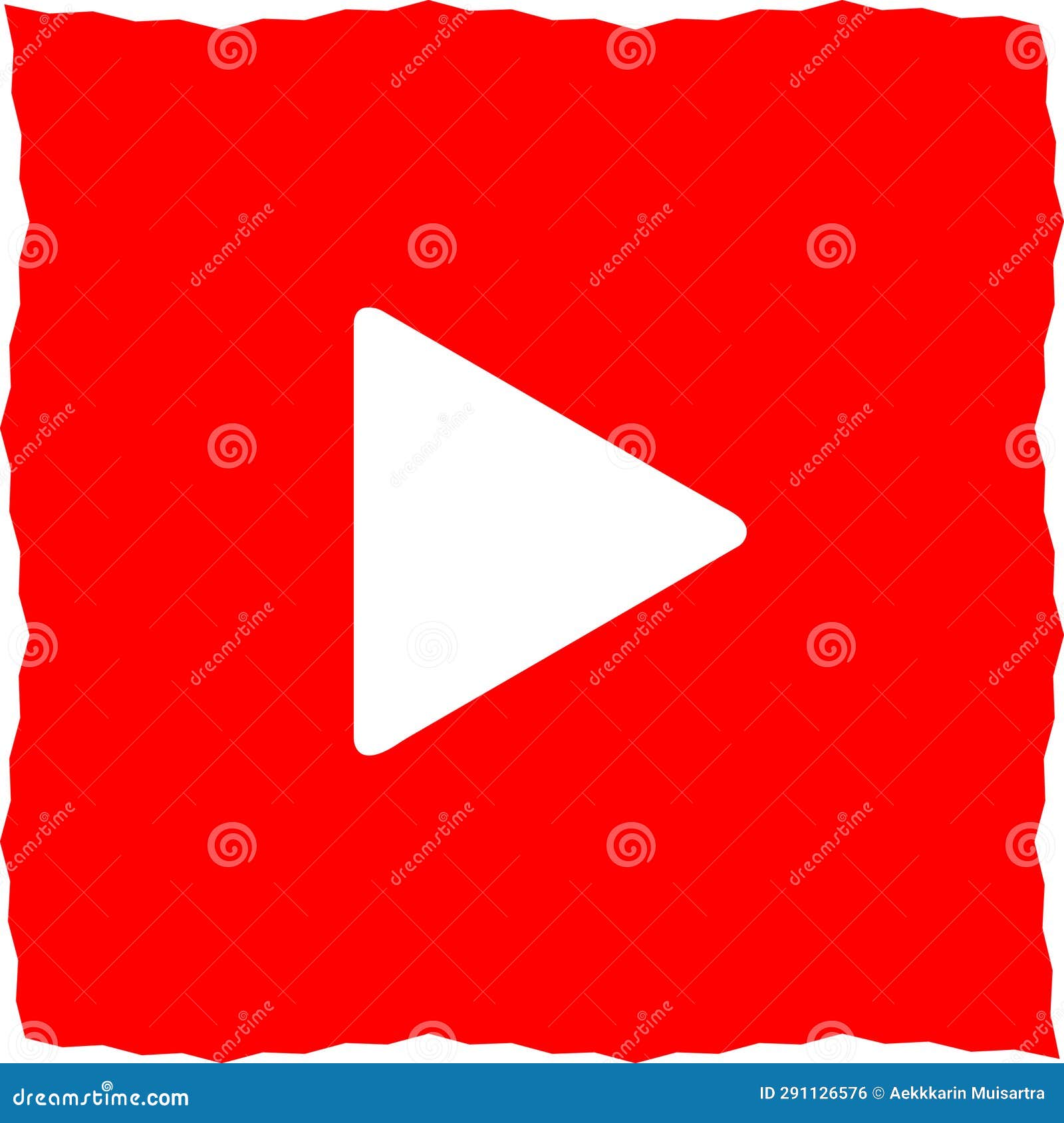 White Play Button with Wavy Red Frame Stock Illustration - Illustration ...