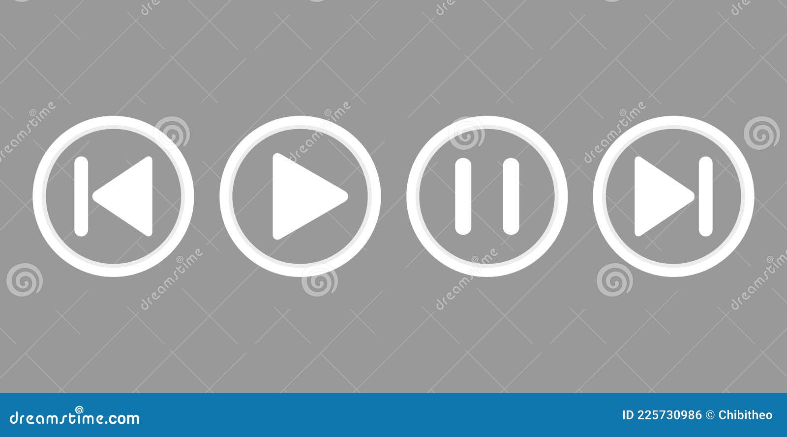 White Play, Pause, Rewind, Next Music Player Icon. Stock Vector ...