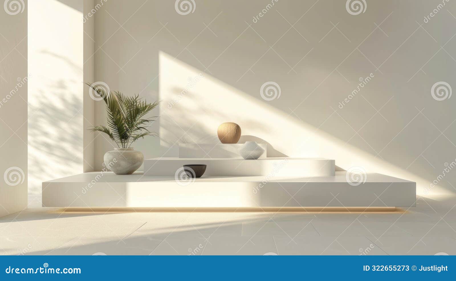 A White Plinth with Geometric Outs and Builtin Lighting Creating an ...