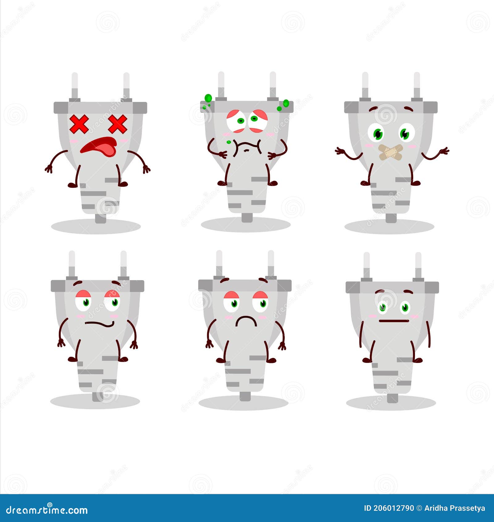 White Plug Cartoon Character with Nope Expression Stock Vector ...