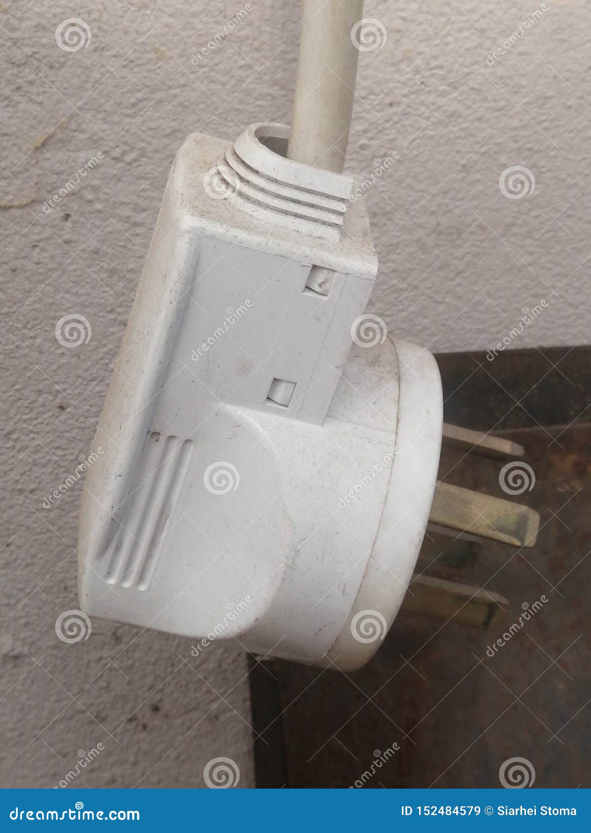 White Plug for Hanging on a White Cable Stock Image - Image of white ...