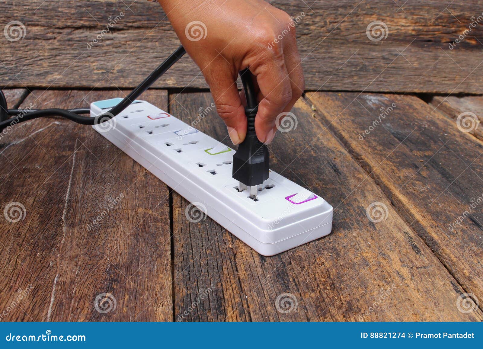 White Plug Socket Electric Power Bar or Extension Block Stock Photo ...