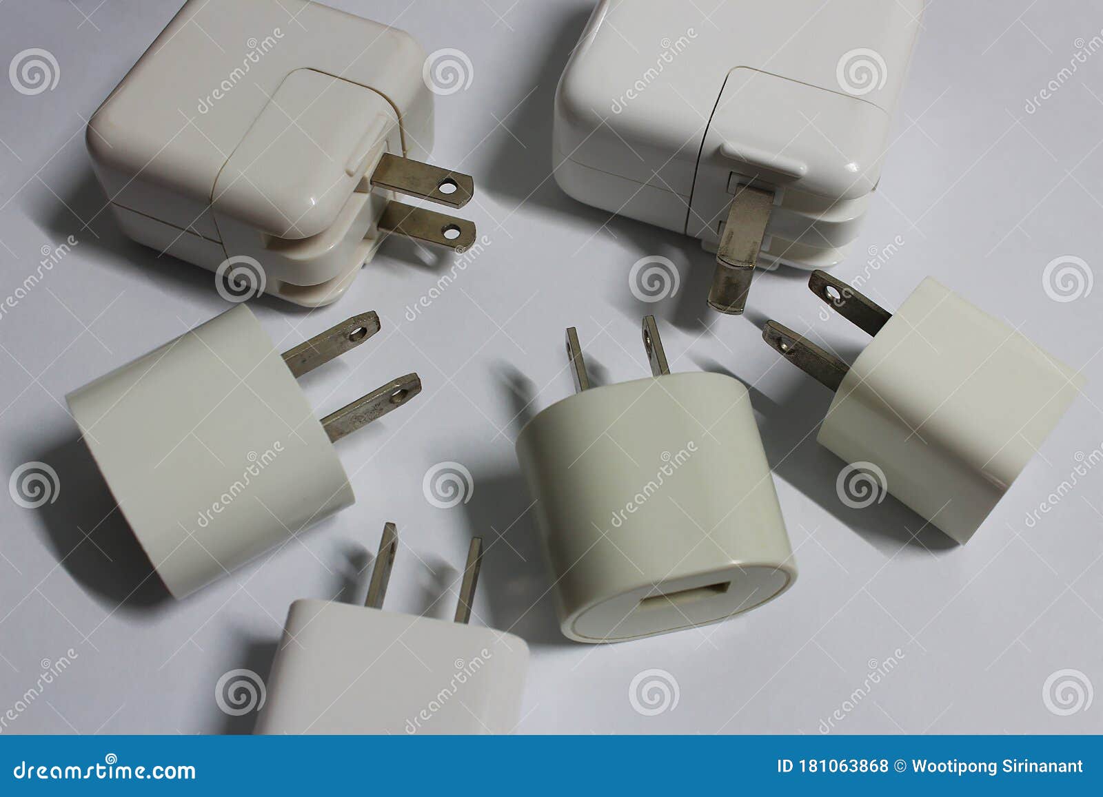 White Plugs for Charging Smartphones Stock Photo - Image of port, link ...