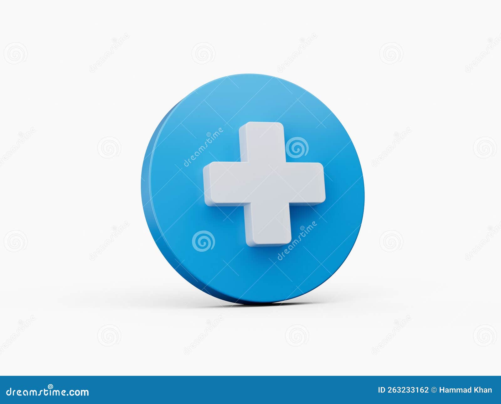 White Plus Icon on Blue Circle 3d Illustration Stock Illustration ...