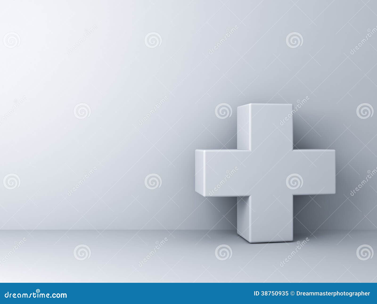 White Plus Sign Abstract Concept on White Wall Stock Illustration ...