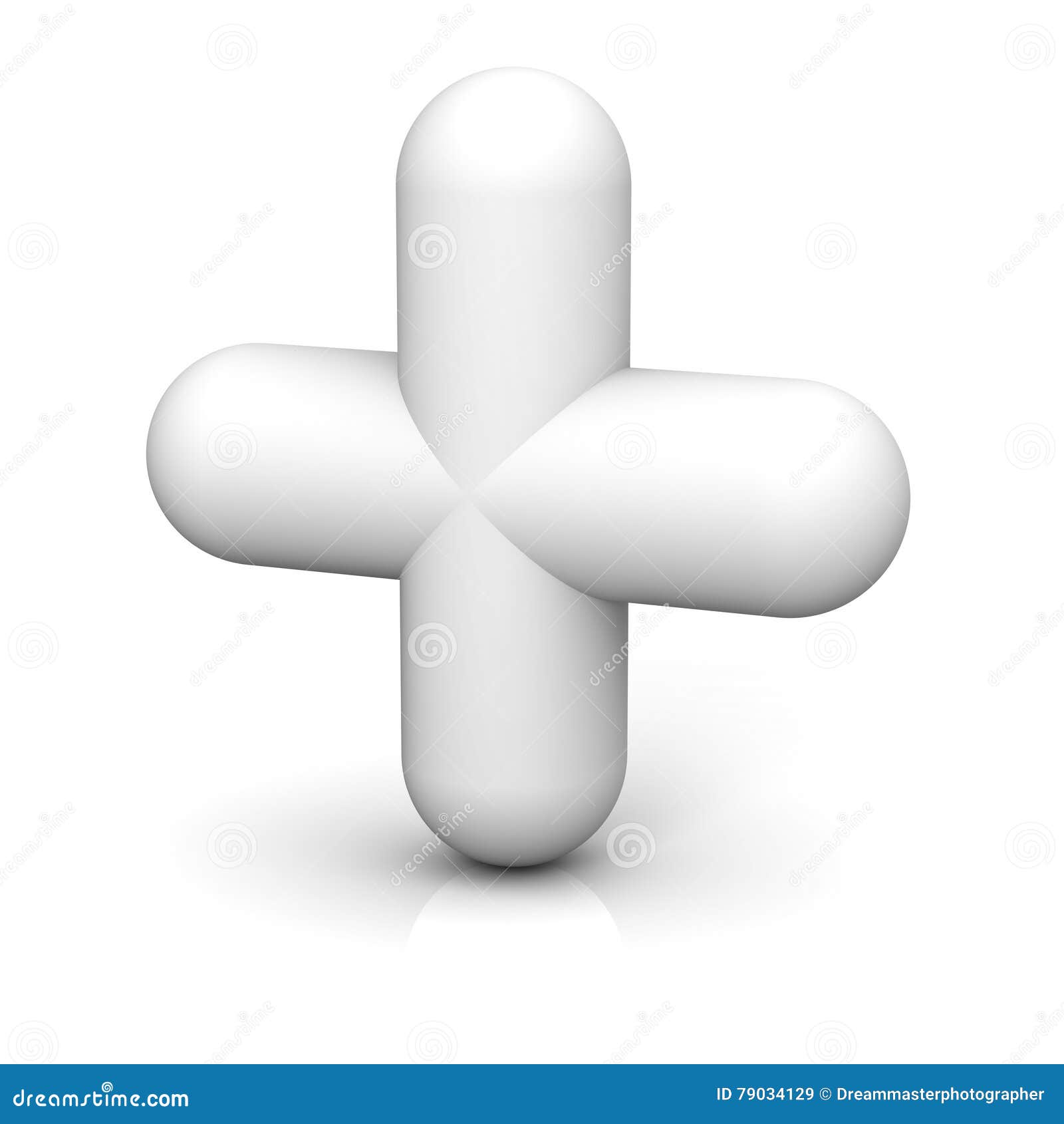 White Plus Sign on White Background with Reflection Stock Illustration ...