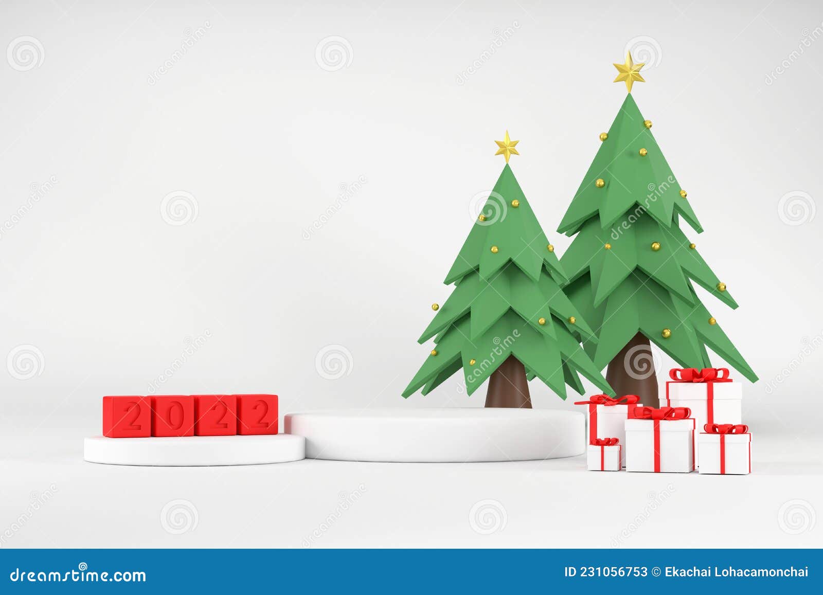 White Podium for Displaying Products for 2020 and Christmas Trees. with ...