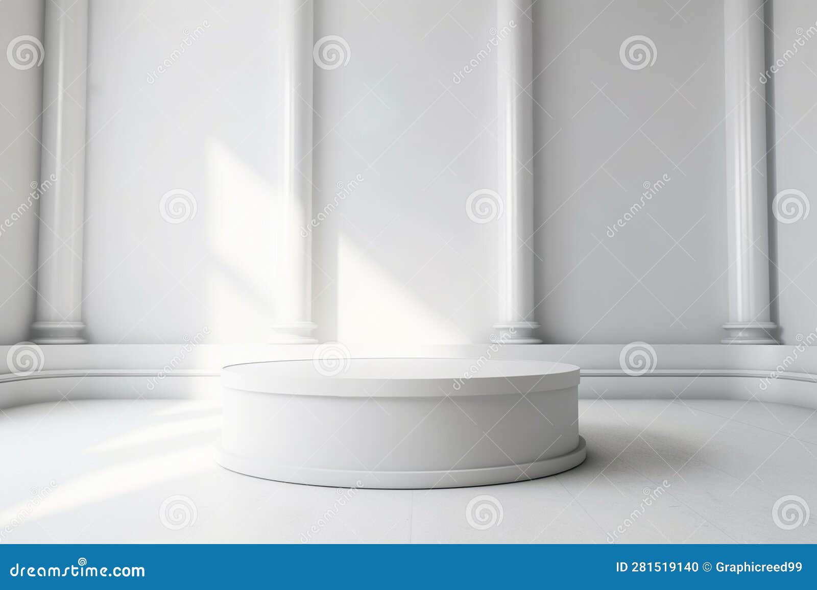 White Podium in Empty Room with White Wall and Floor. 3d Rendering for ...