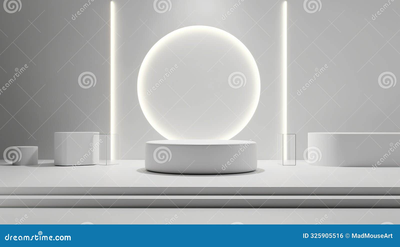 White Podium for Product Display in Room with Concrete Wall Stock ...