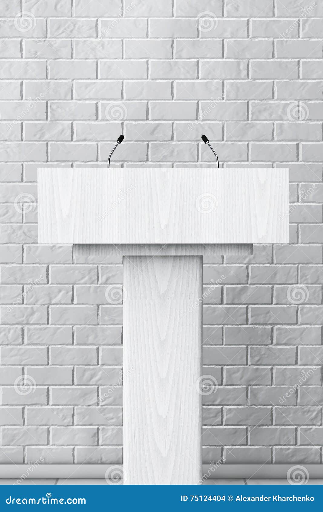 White Podium Tribune Rostrum Stand with Microphones. 3d Rendering Stock ...