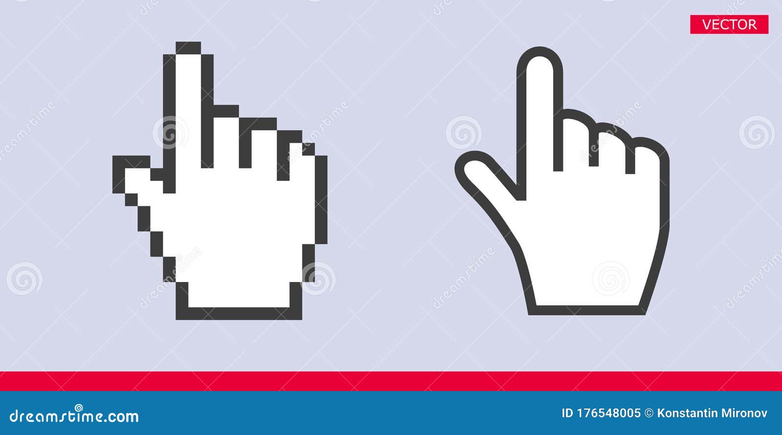 White Pointer Index Finger Pixel and No Pixel Modern Hand Cursors Sign ...