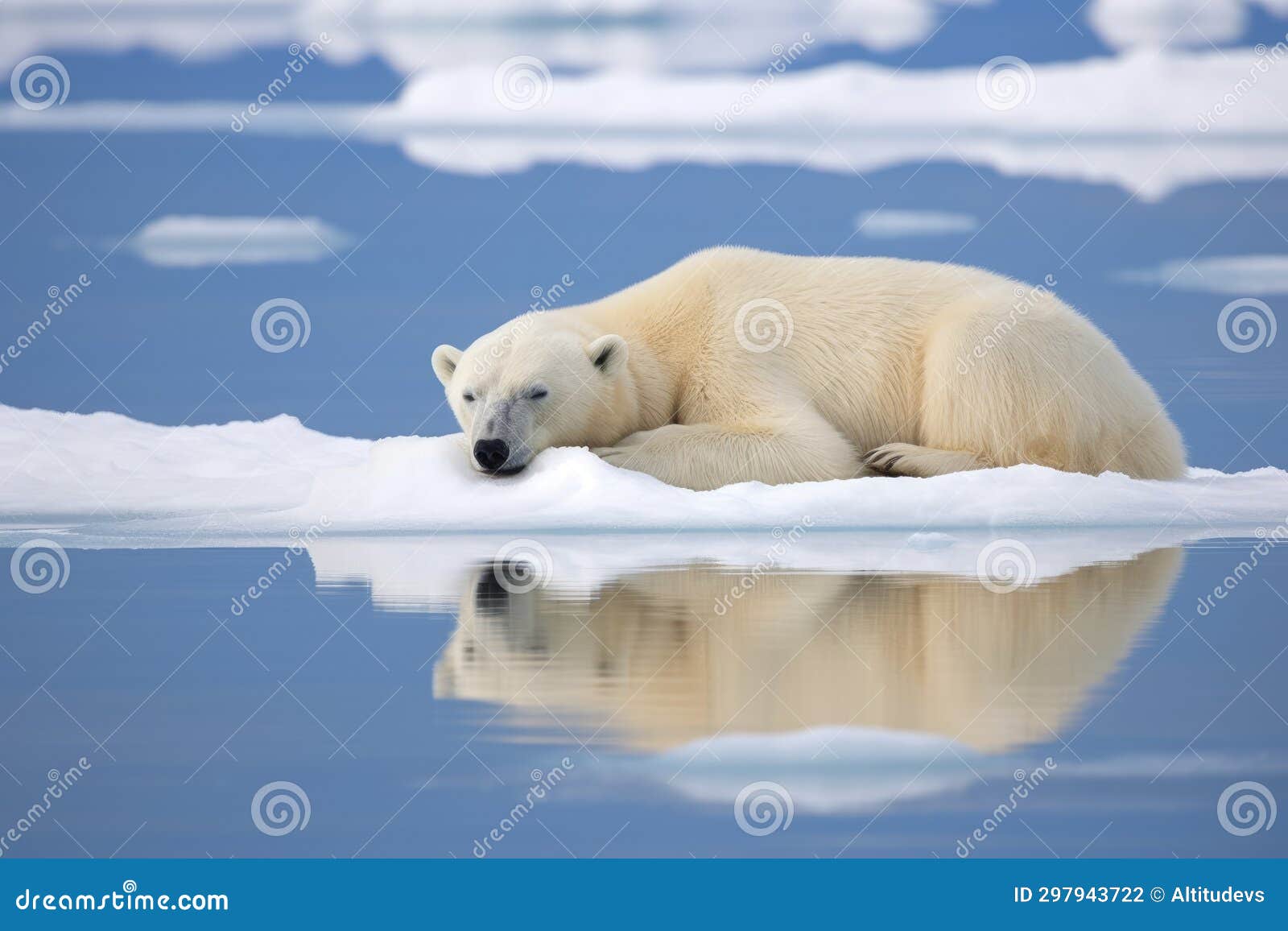 White Polar Bear on a Diminished Ice Cap Stock Photo - Image of melting ...