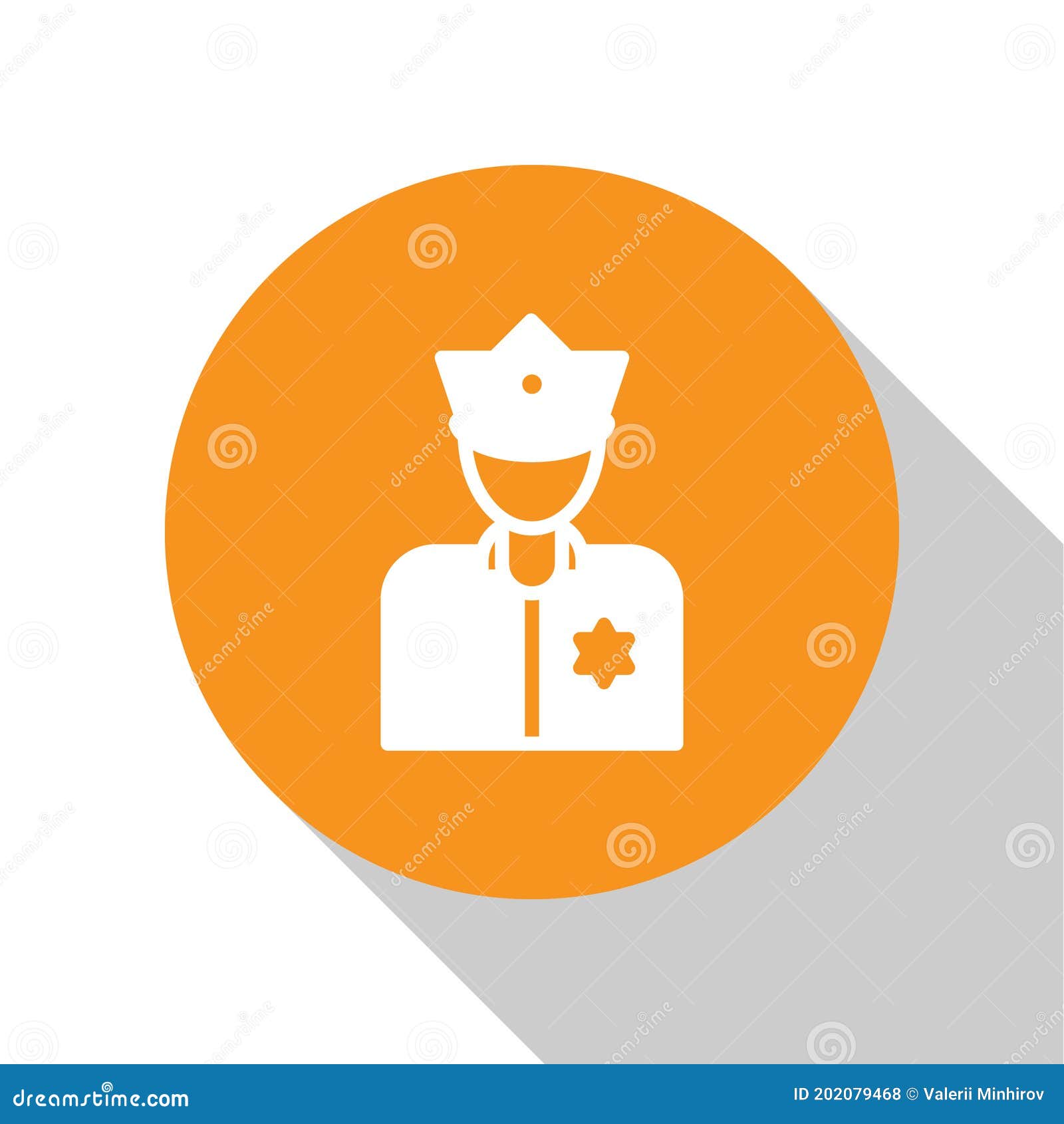 White Police Officer Icon Isolated on White Background. Orange Circle ...