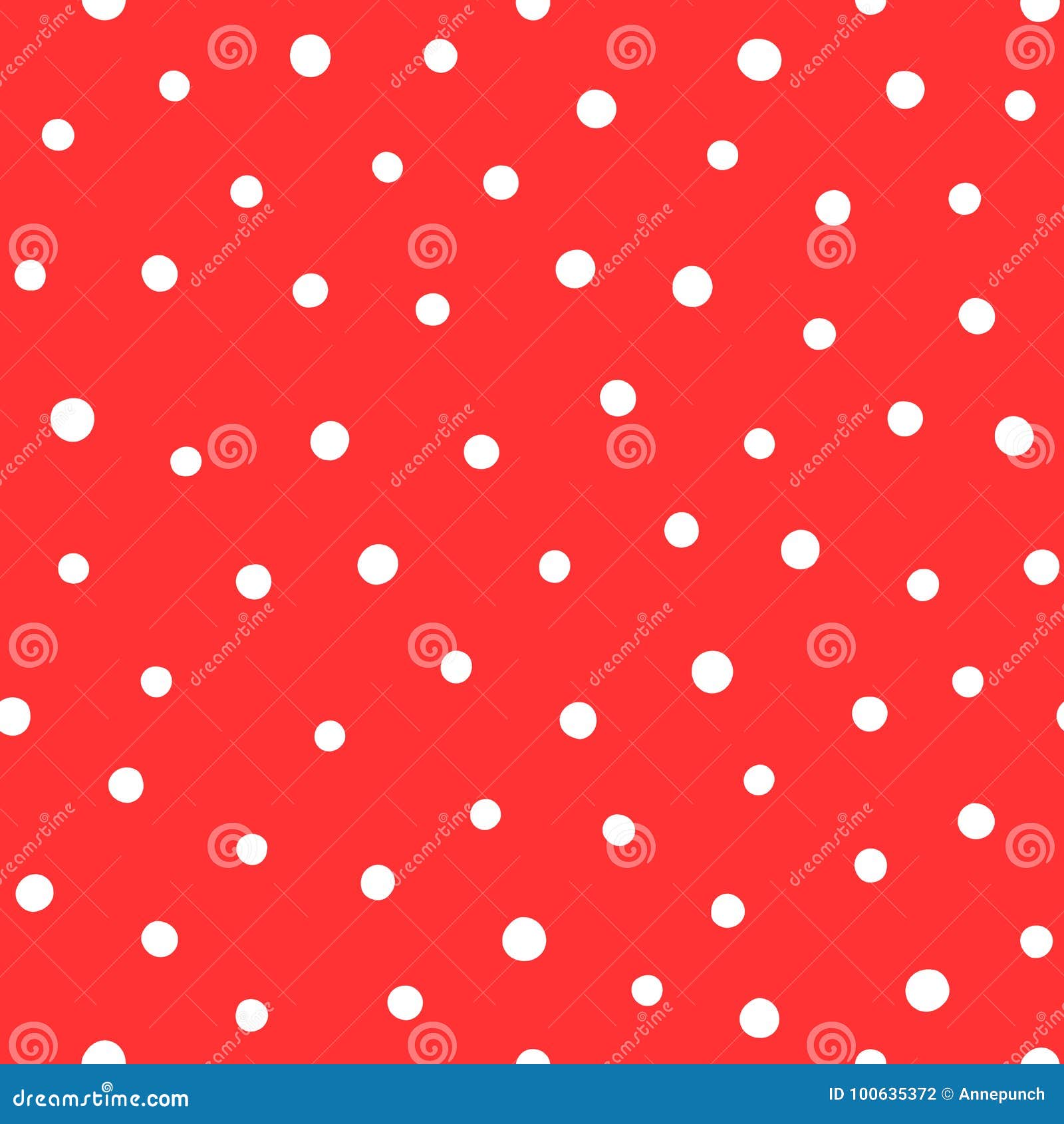 White Polka Dots on Red Background. Trendy Seamless Pattern Stock ...