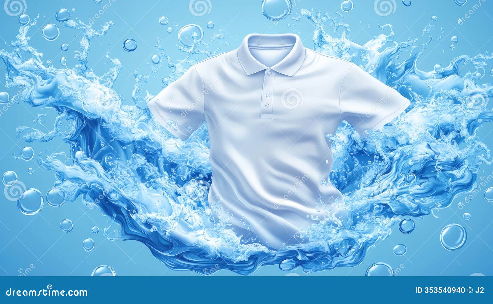 White Polo Shirt in Dynamic Splash of Water with Bubbles Stock Photo ...