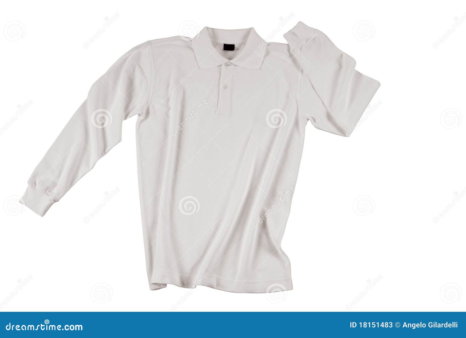 White Polo Shirt Long Sleeve Stock Image - Image of isolated, wear ...