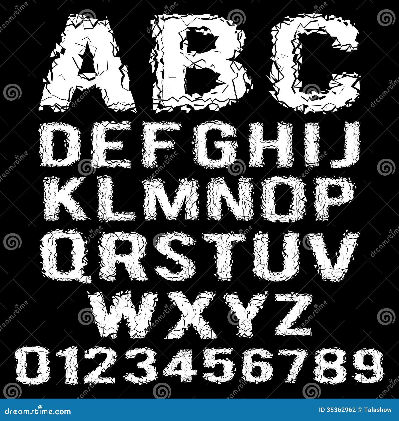 Broken Alphabet Typeface. Futuristic Letters And Numbers. Vector ...