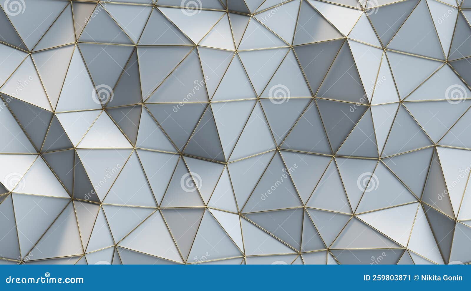 White Polygonal Surface with Gold Edges 3D Rendering Stock Illustration ...