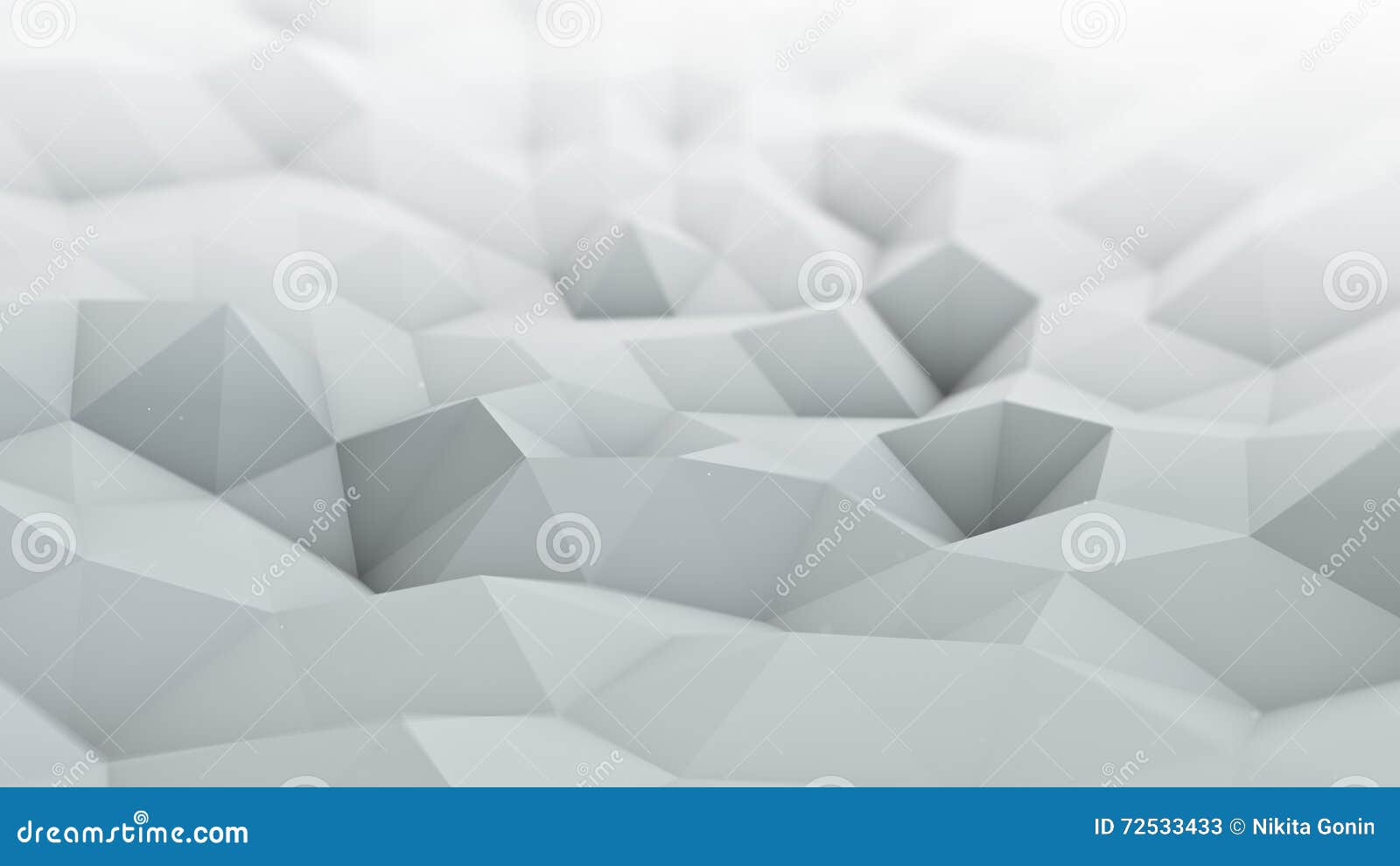 White Polygonal Surface Waving 3D Rendering Stock Illustration ...