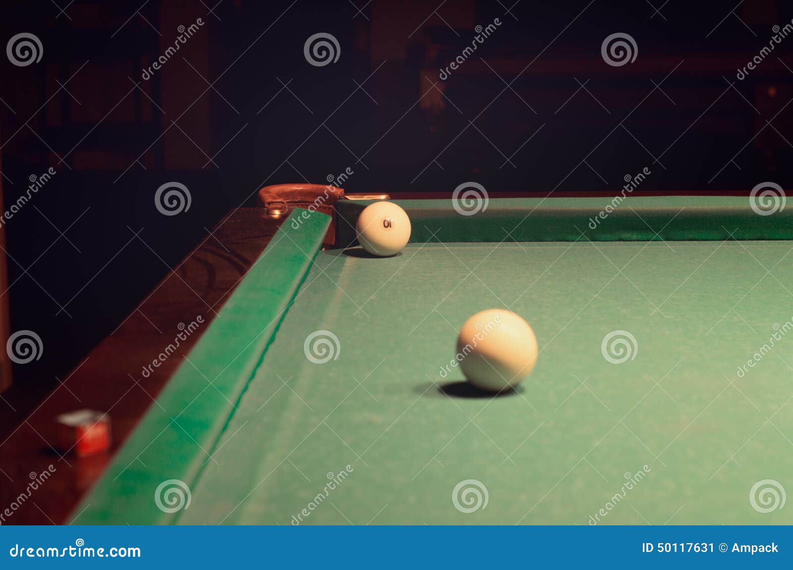 White Pool Ball on Billiard Table Near the Hole Stock Image - Image of ...