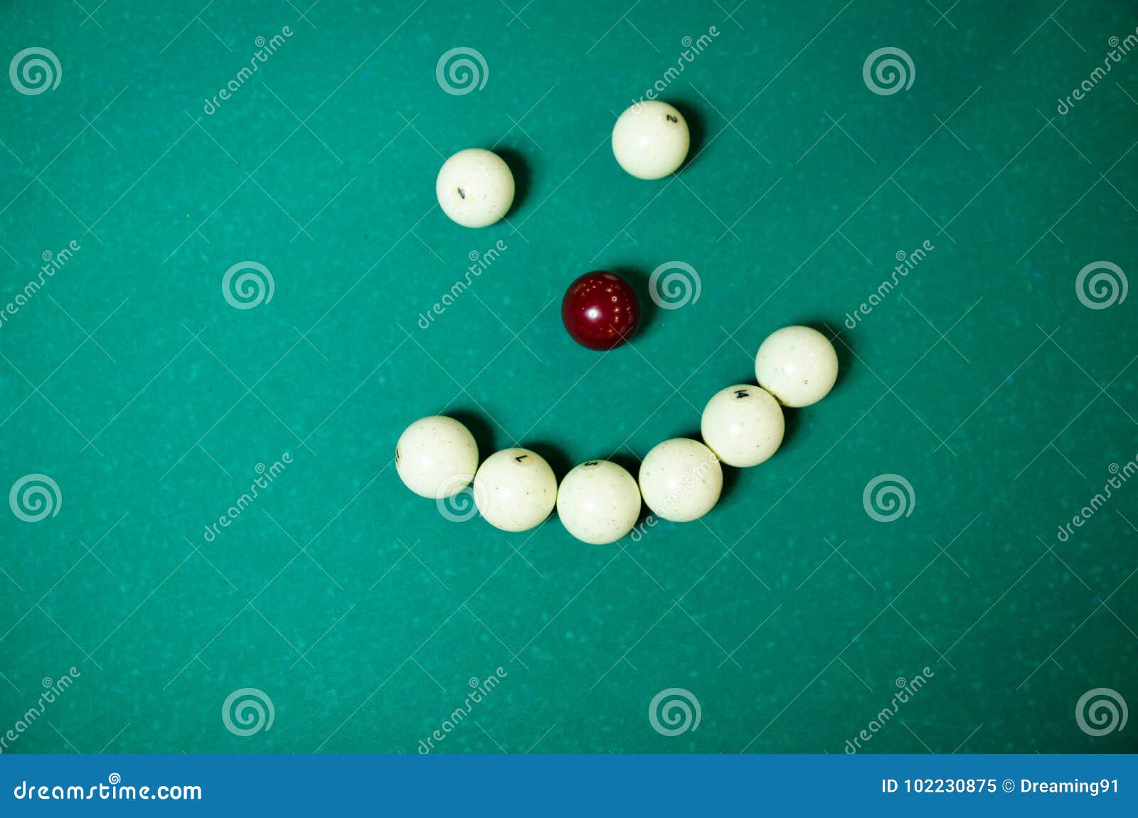 White Pool Ball. a Smile from the Ball Stock Image - Image of close ...