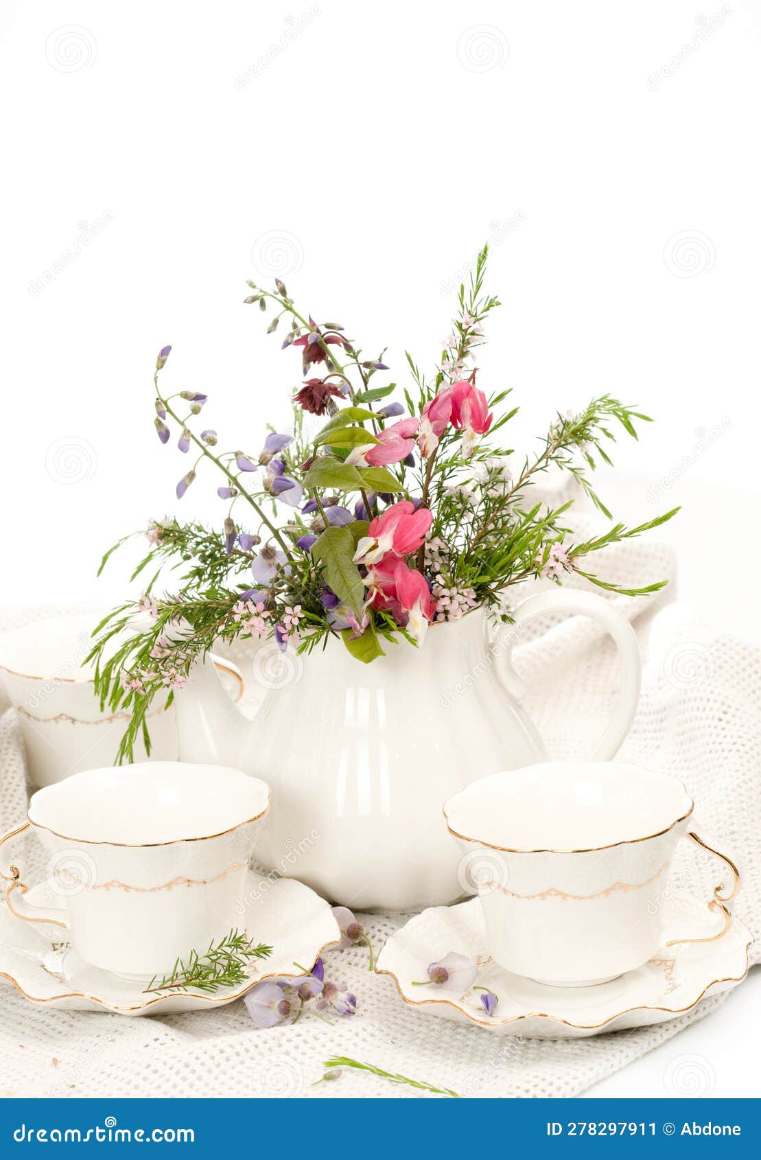White porcelain tea set stock image. Image of china - 278297911