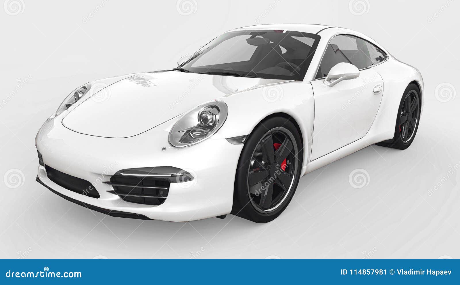 White Porsche 911 Three-dimensional Raster Illustration On A White ...