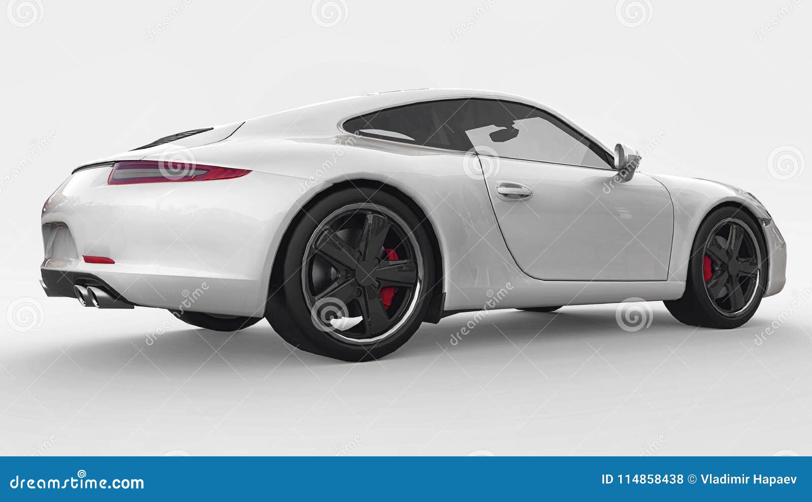 Red Porsche 911 Three-dimensional Raster Illustration On A White ...