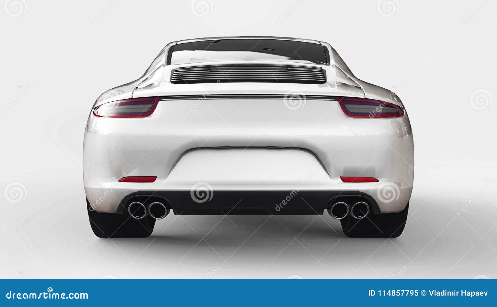 White Porsche 911 Three-dimensional Raster Illustration On A White ...