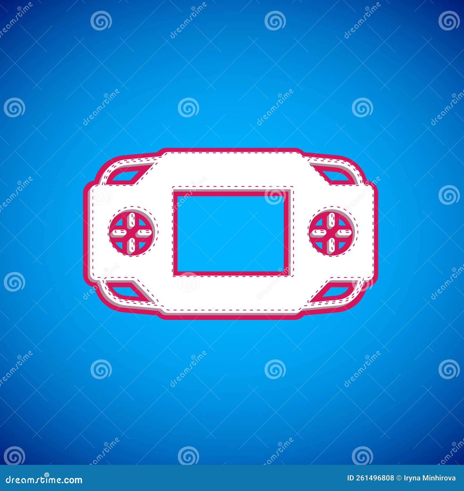 White Portable Video Game Console Icon Isolated on Blue Background ...