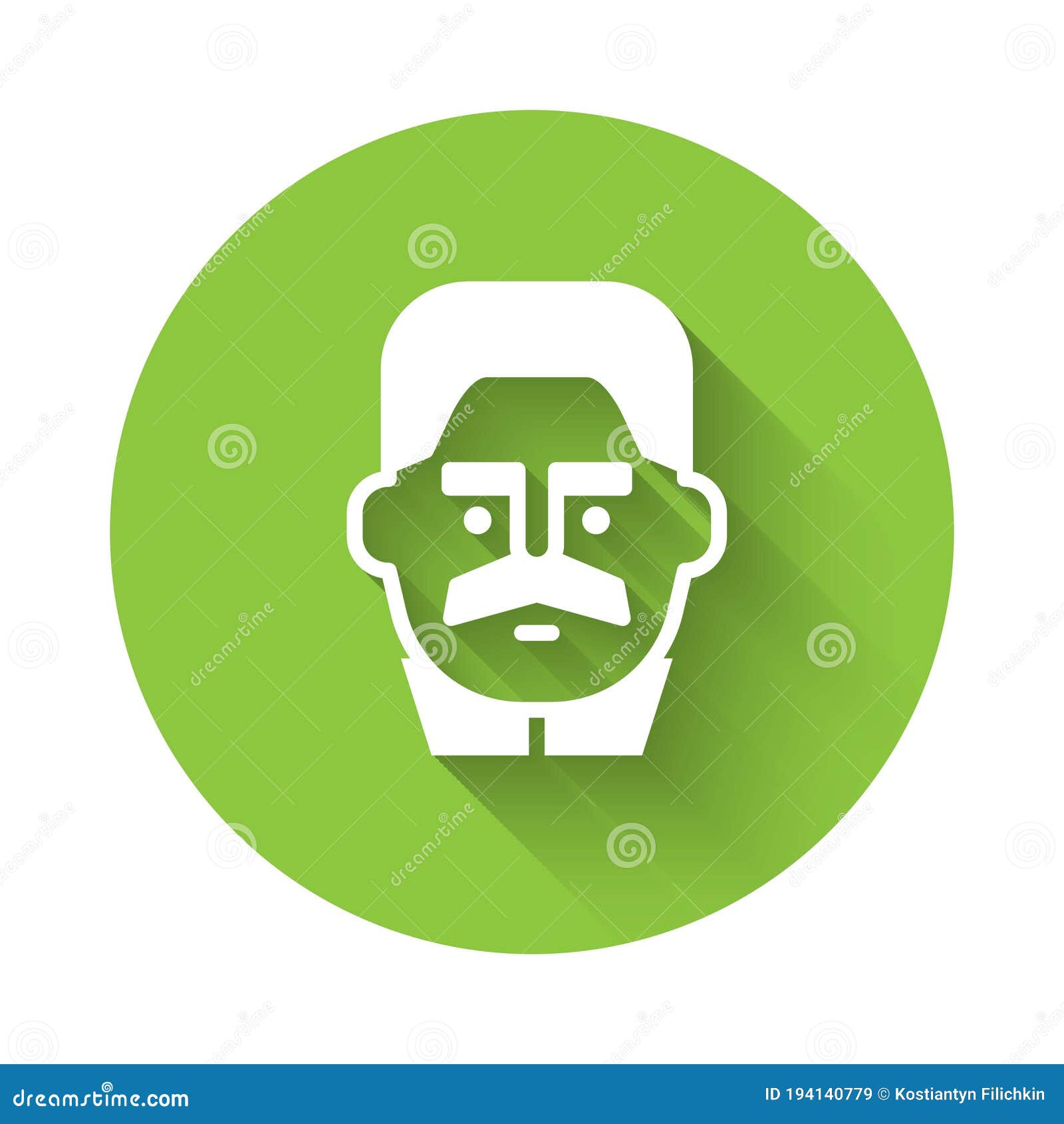 White Portrait of Joseph Stalin Icon Isolated with Long Shadow. Green ...