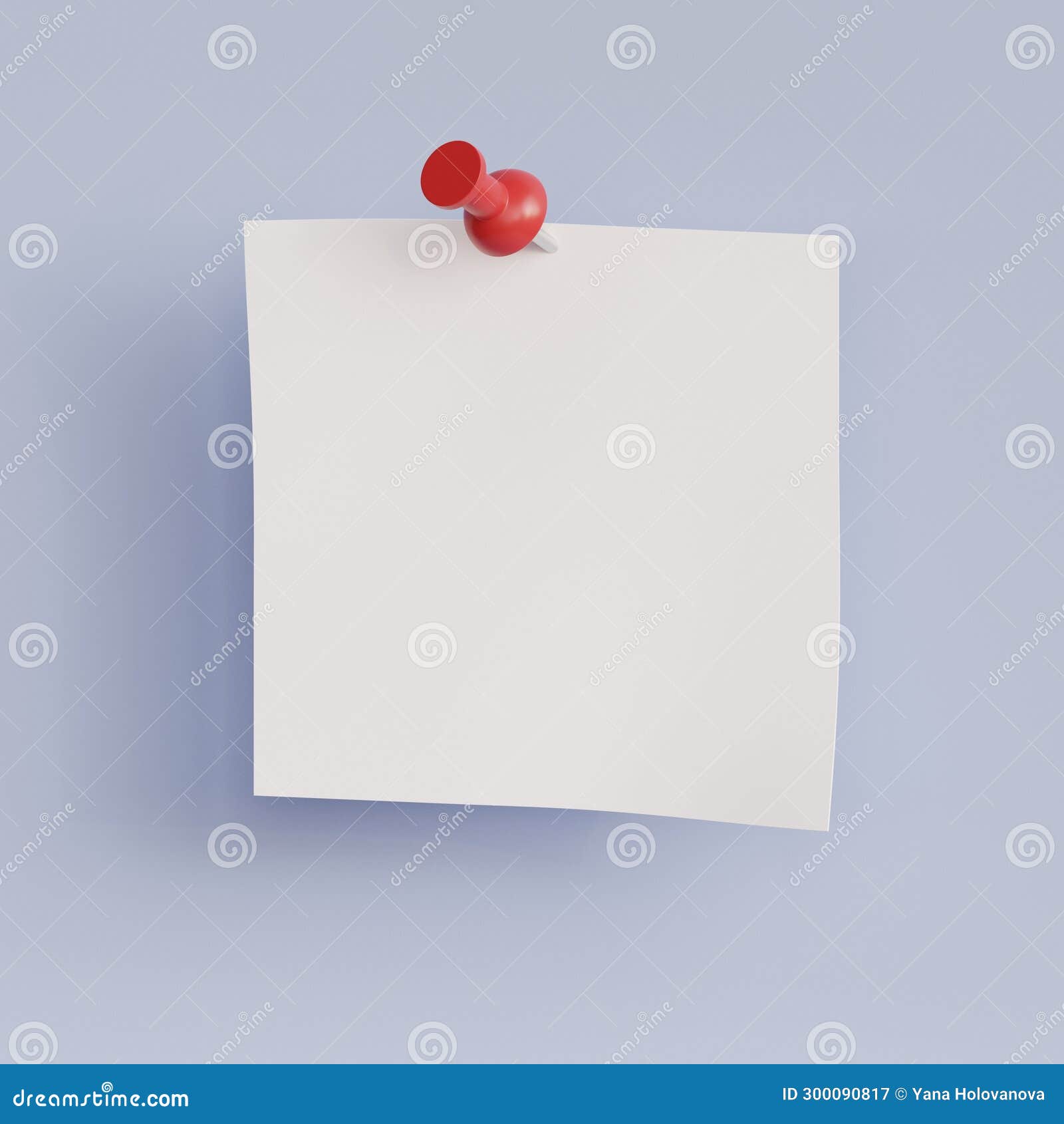 White Post-it Note with Thumbtack. Blank Sheet Attached To a Red ...