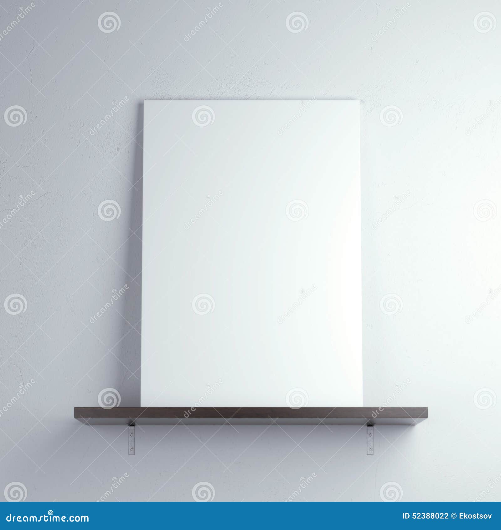 White poster on a shelf. stock photo. Image of indoor - 52388022