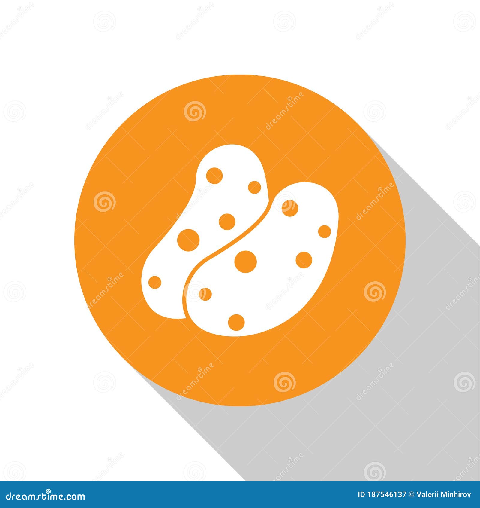 White Potato Icon Isolated on White Background. Orange Circle Button ...
