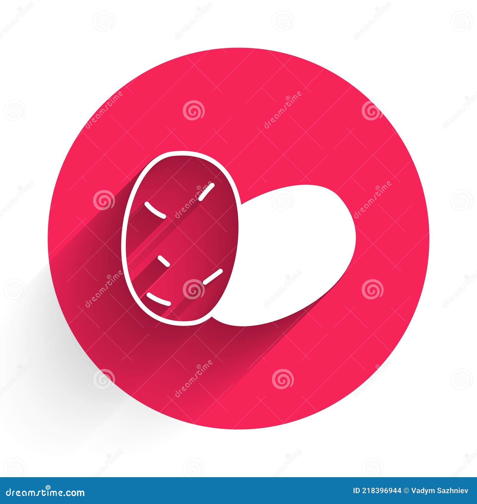 White Potato Icon Isolated White Background. Red Circle Button Stock ...