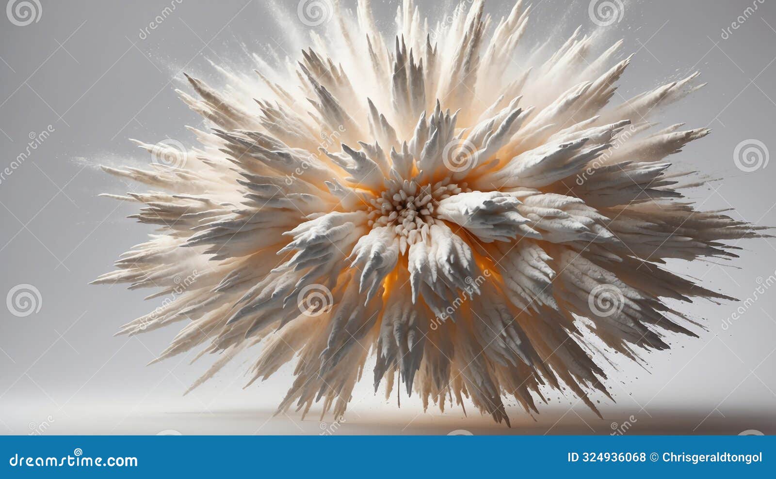 White Powder Center Radial Explosion Isolated in White Ai Generated ...
