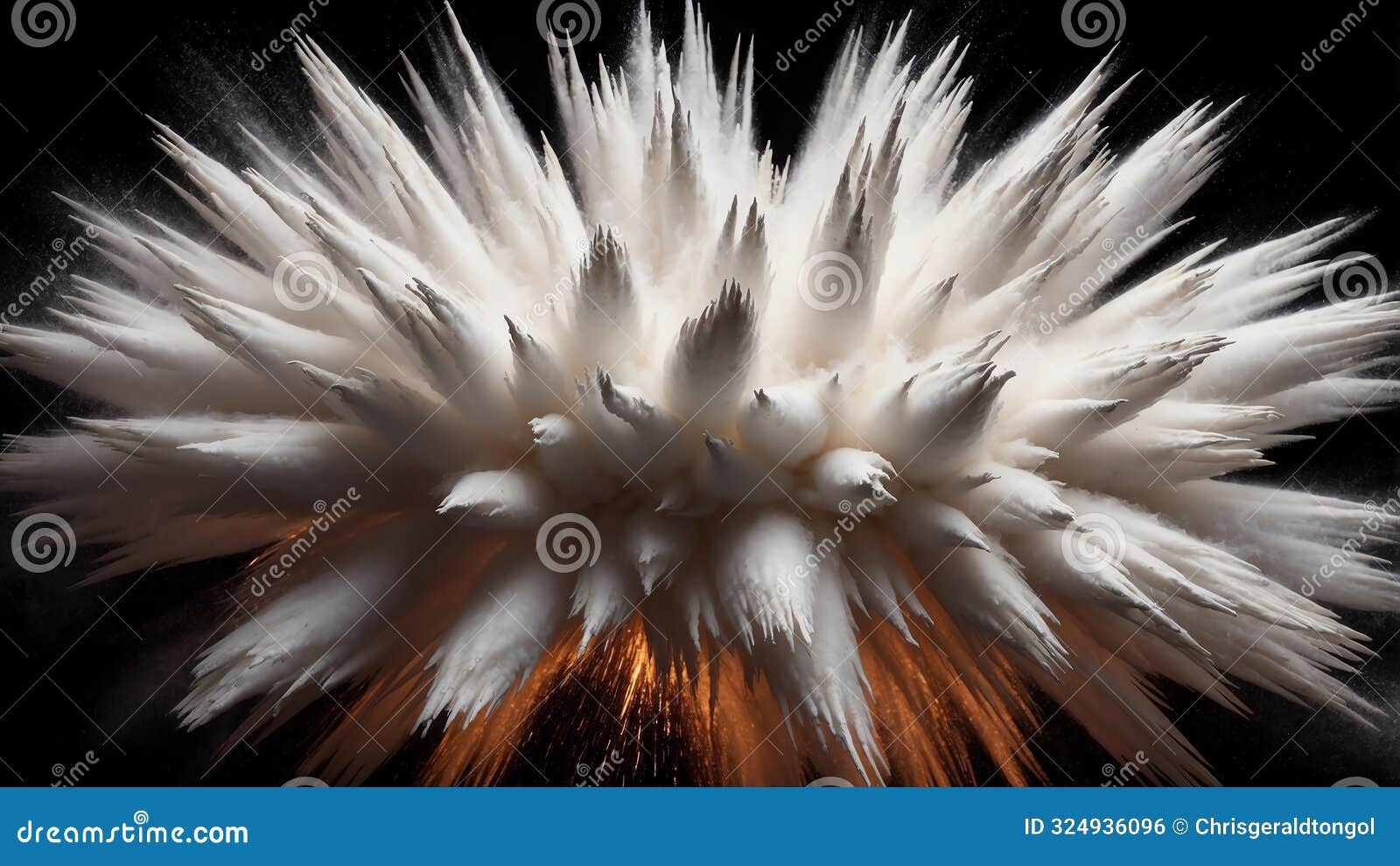White Powder Center Radial Explosion Isolated in Black Ai Generated ...