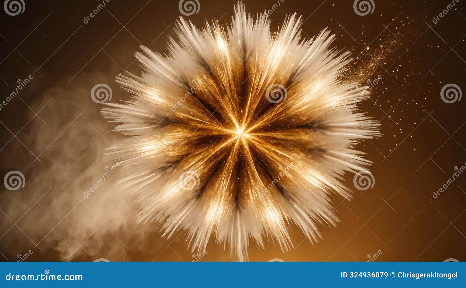 White Powder Center Radial Explosion Isolated in Gold Ai Generated ...