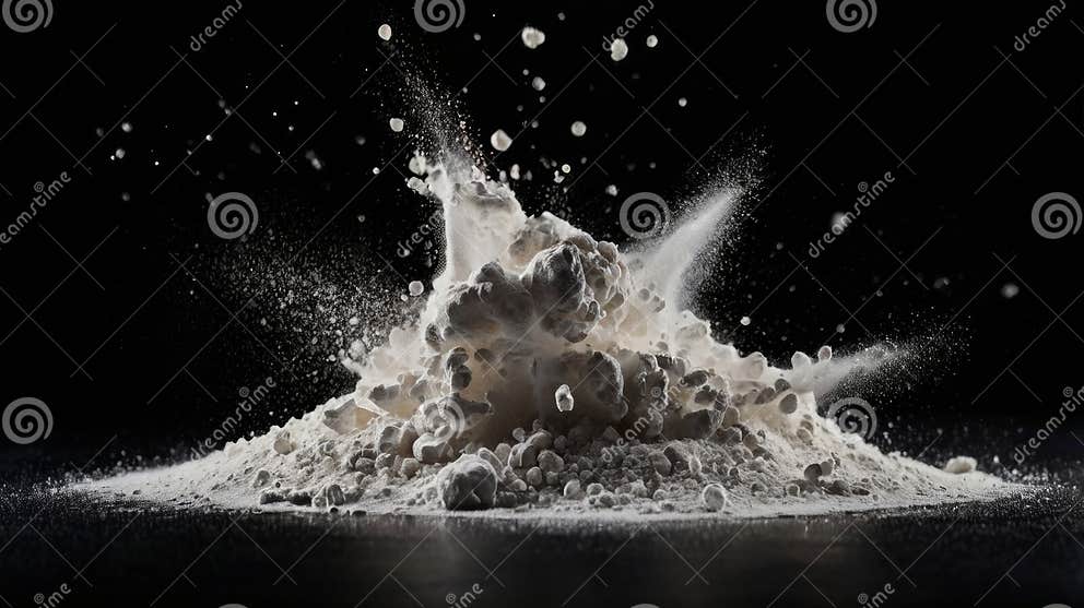 White Powder Exploding on Black Background Stock Photo - Image of ...