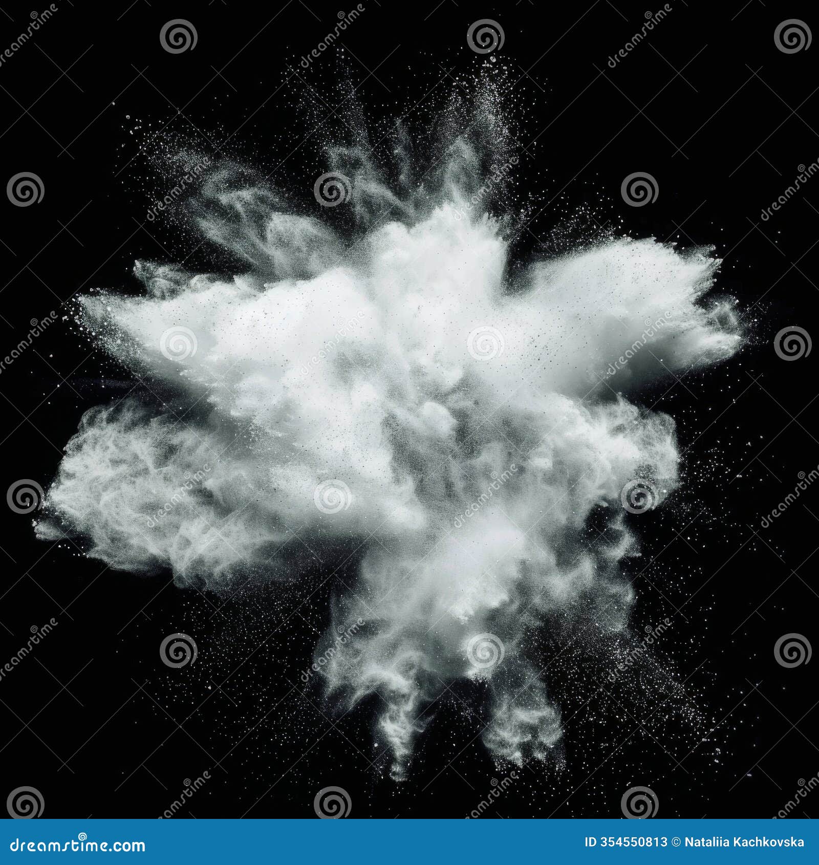 White Powder Explosion on a Black Background Stock Illustration ...