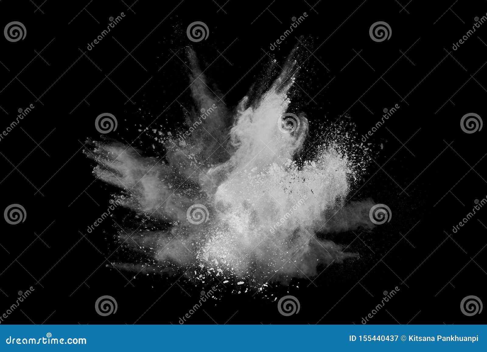White Powder Explosion on Black Background. Stock Image - Image of ...