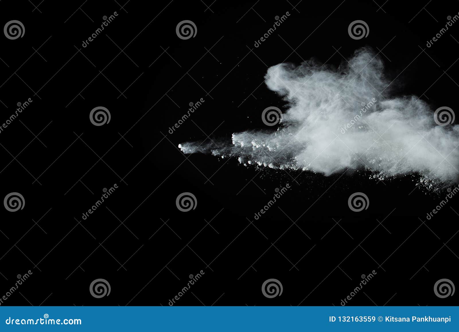 White Powder Explosion on Black Background. Stock Image - Image of ...