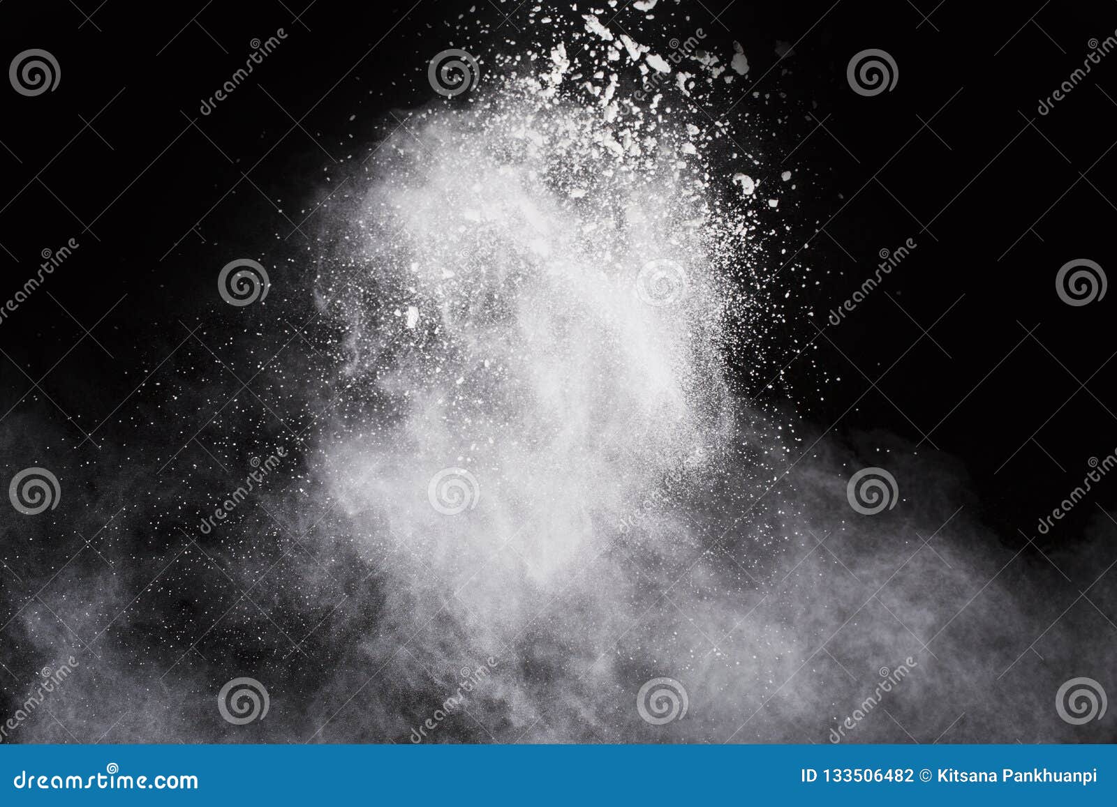 White Powder Explosion on Black Background. Stock Photo - Image of ...