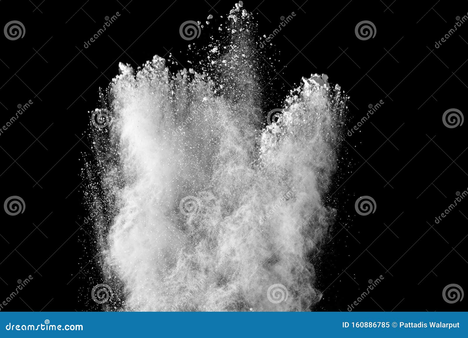 White Powder Explosion Clouds.Freeze Motion of White Dust Particles on ...