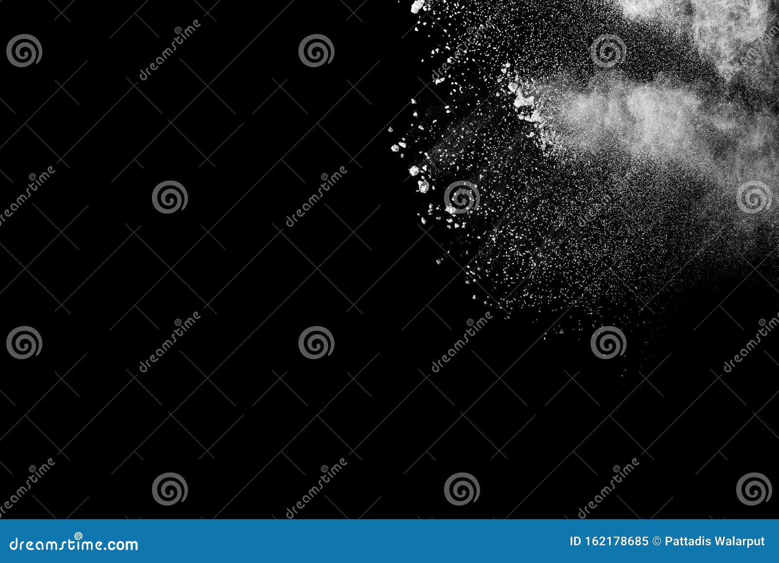 White Powder Explosion Clouds.Freeze Motion of White Dust Particles on ...