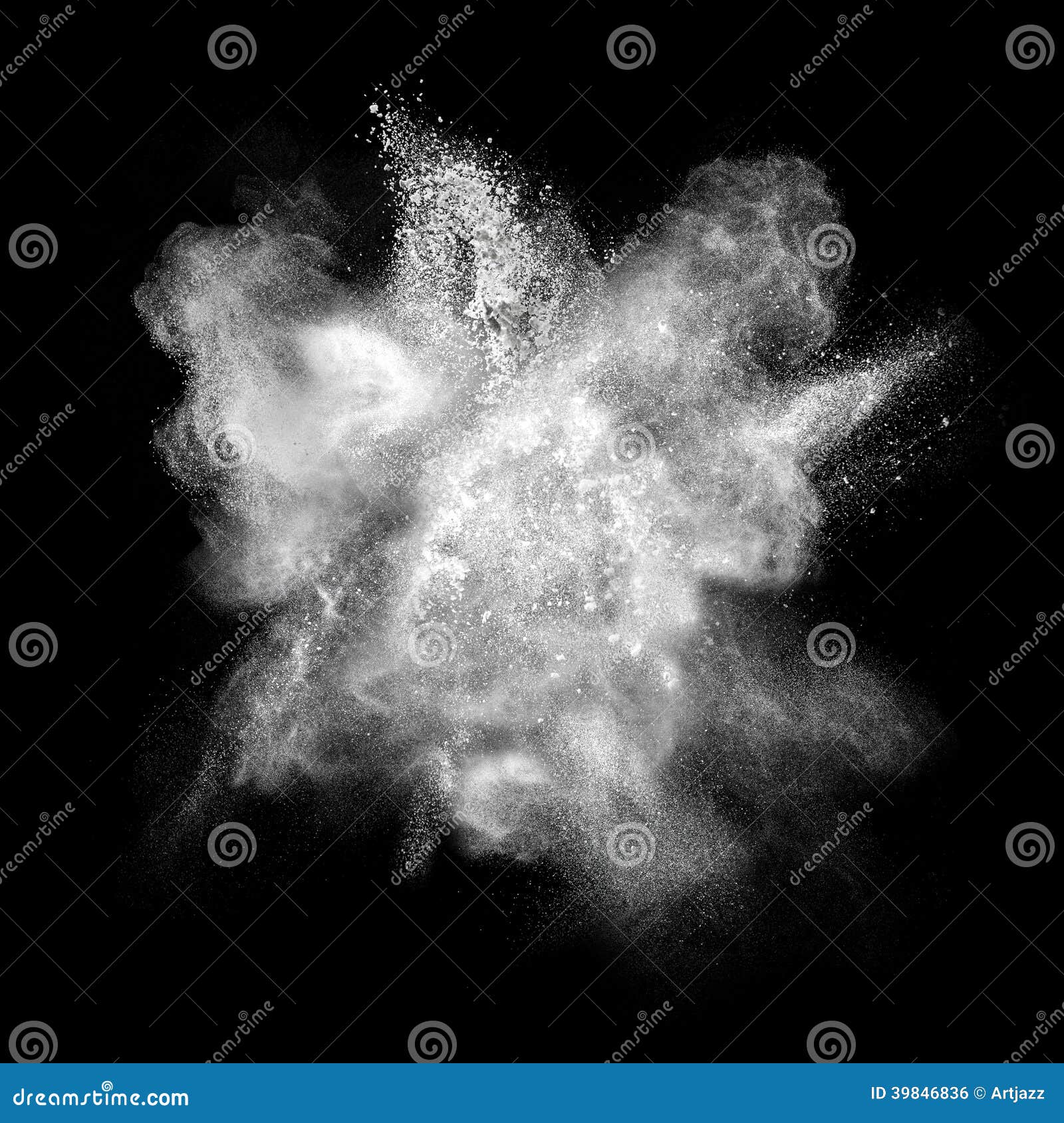 White Powder Explosion Cloud Against Black Background.White Dust ...
